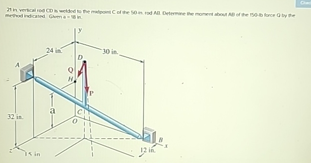 Solved 21 ﻿in. ﻿vertical rod CD is welded to the midpoint C | Chegg.com