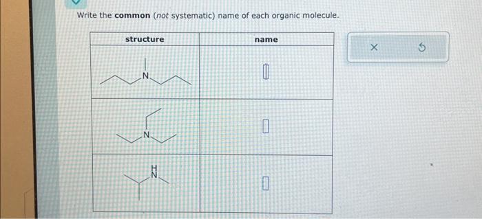 Solved Write the common (not systematic) name of each | Chegg.com