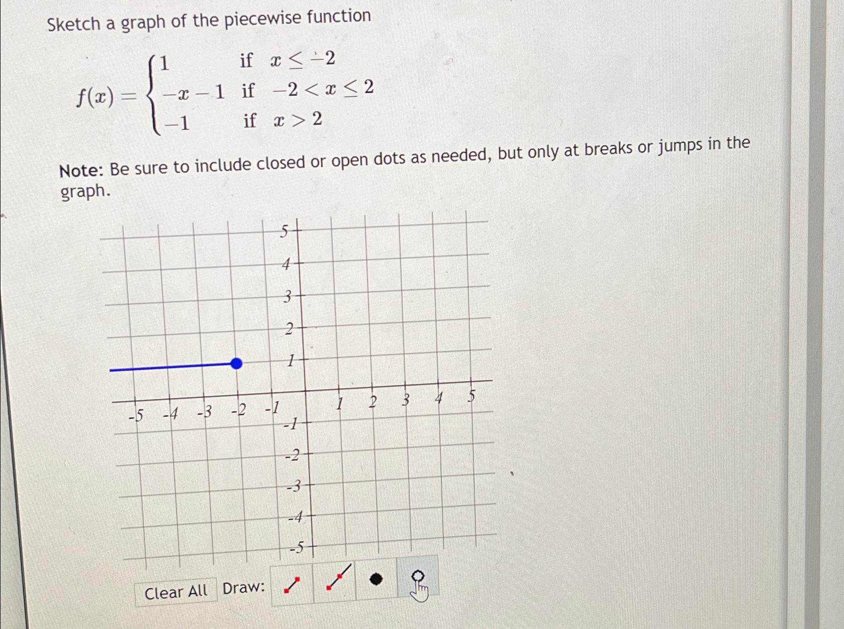 Solved Sketch a graph of the piecewise | Chegg.com
