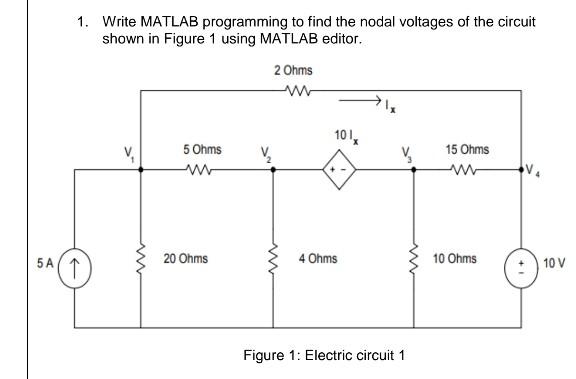 Solved 1. Write MATLAB programming to find the nodal | Chegg.com