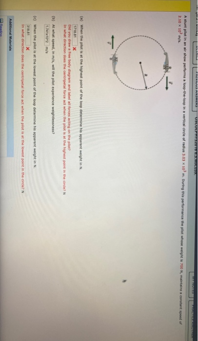 Solved PREVIVUS ANSWERS USCUENTZUTU WAS A stunt pilot in an | Chegg.com