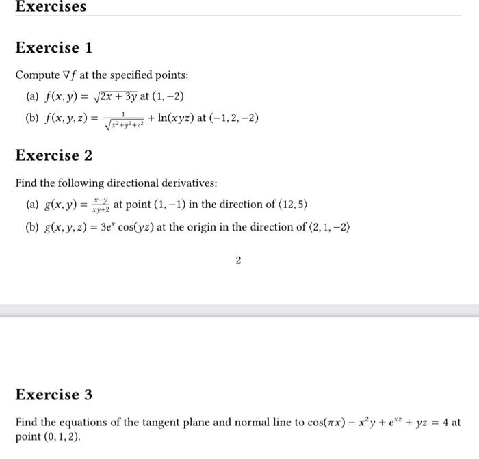 Solved Compute ∇f at the specified points: (a) f(x,y)=2x+3y | Chegg.com