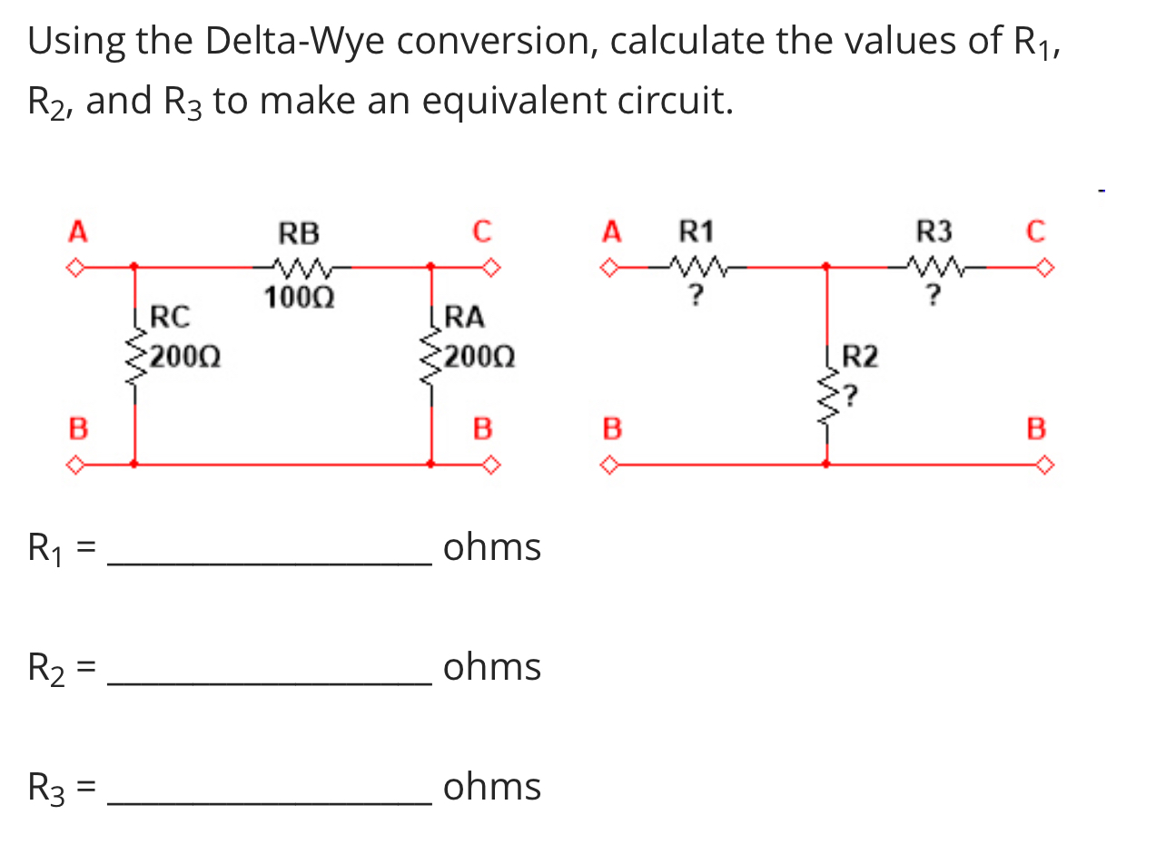 Solved Using the Delta-Wye conversion, calculate the values | Chegg.com