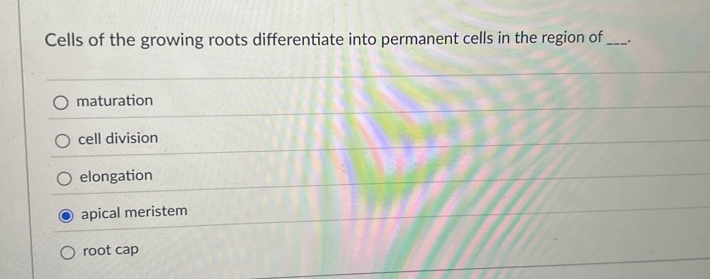 Cells of the growing roots differentiate into | Chegg.com