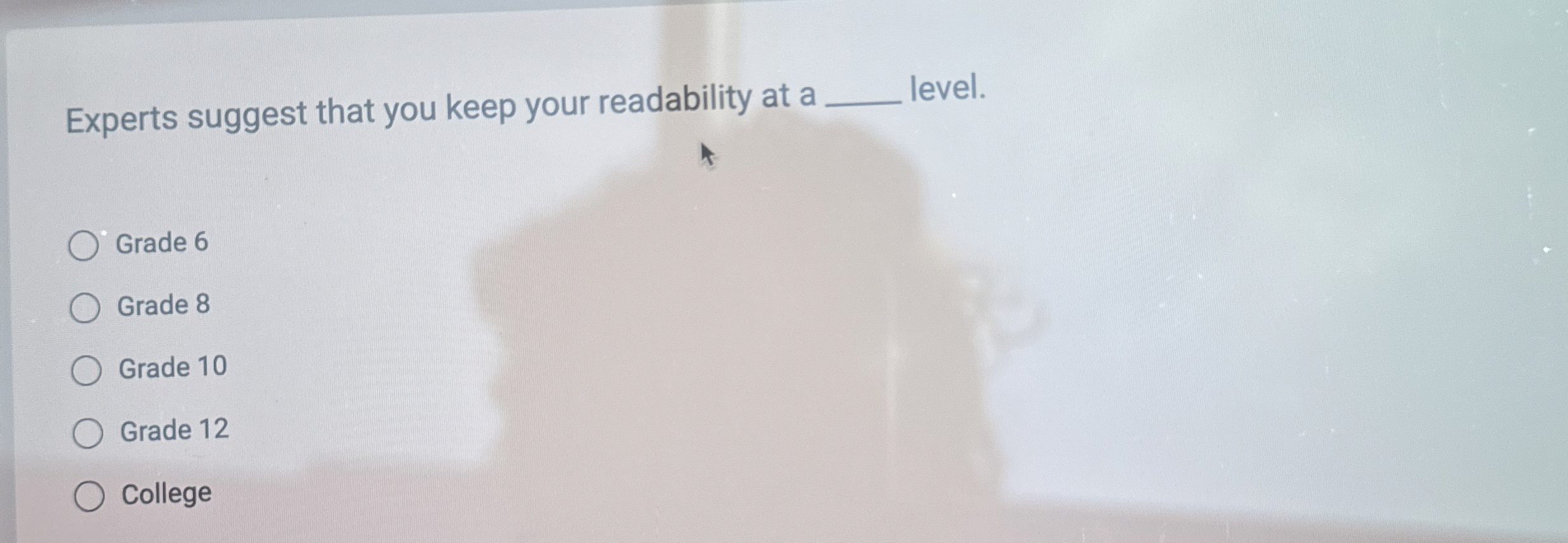 Solved Experts suggest that you keep your readability at | Chegg.com