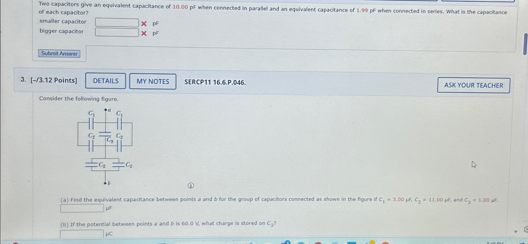 Solved Two capacitors give an equivalent capacitance of | Chegg.com
