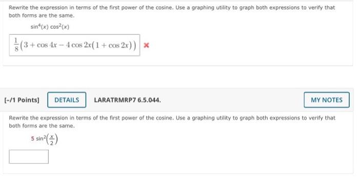 Solved Rewrite the expression in terms of the first power of | Chegg.com