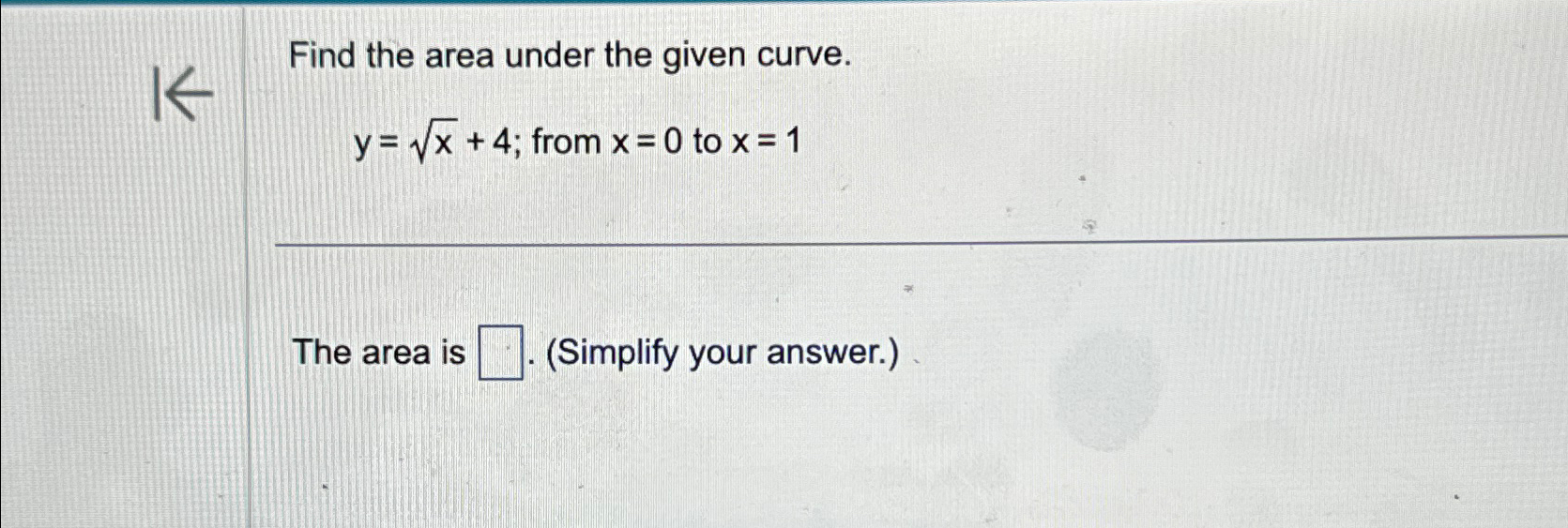 Solved Find the area under the given curve.y=x2+4; from | Chegg.com