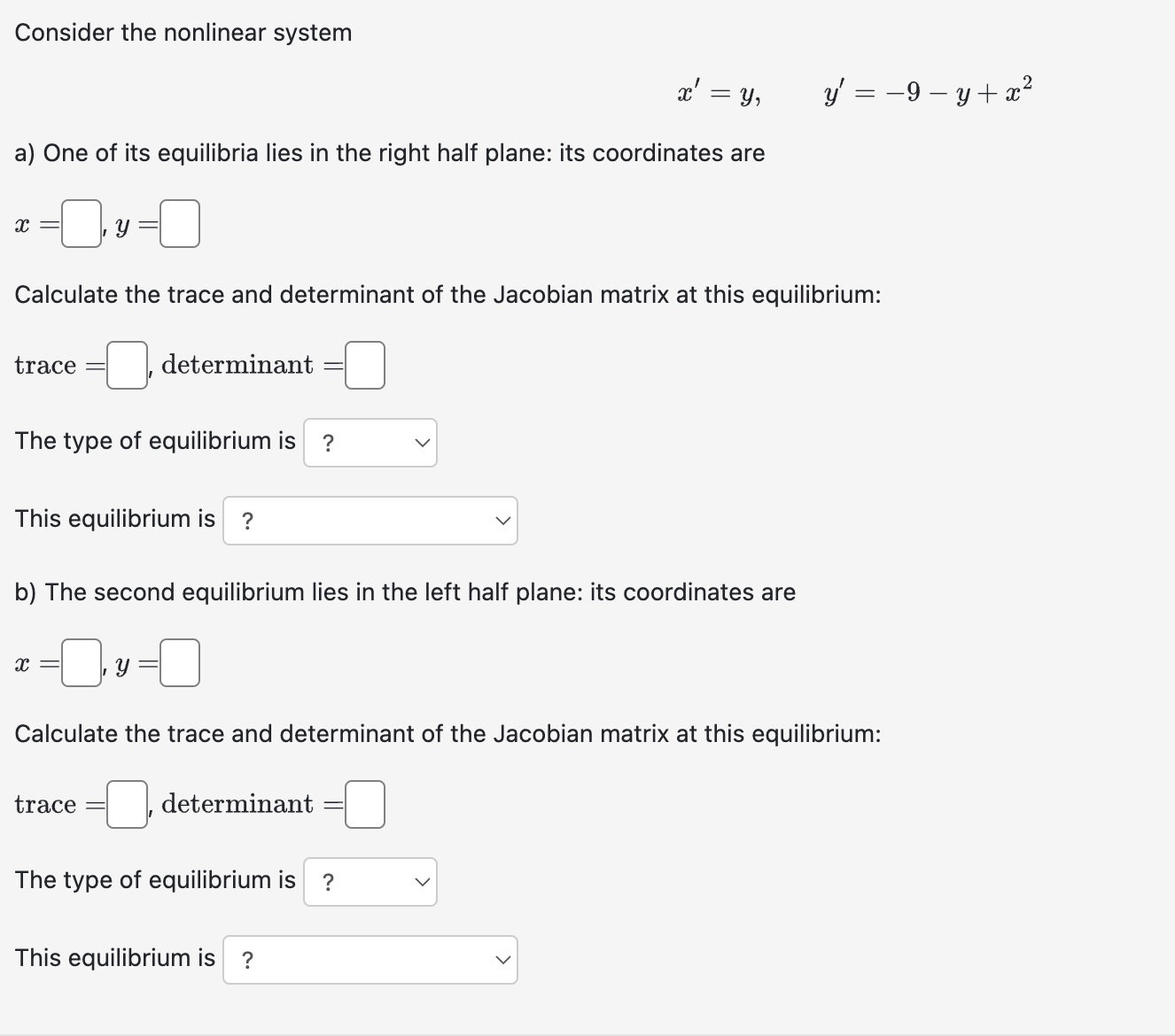 Solved Consider the nonlinear | Chegg.com