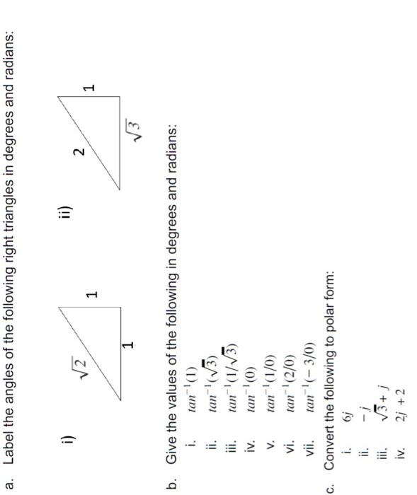 Solved a. Label the angles of the following right triangles | Chegg.com