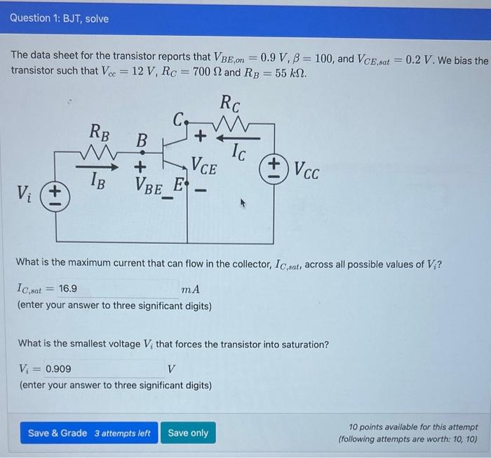 Solved The data sheet for the transistor reports that | Chegg.com