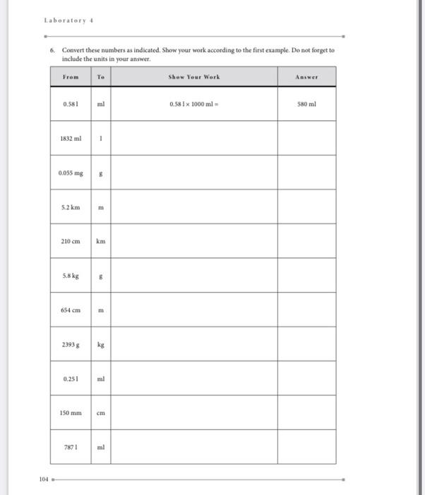 Solved Laboratory Tools: The Metric System and Microscope 4 | Chegg.com