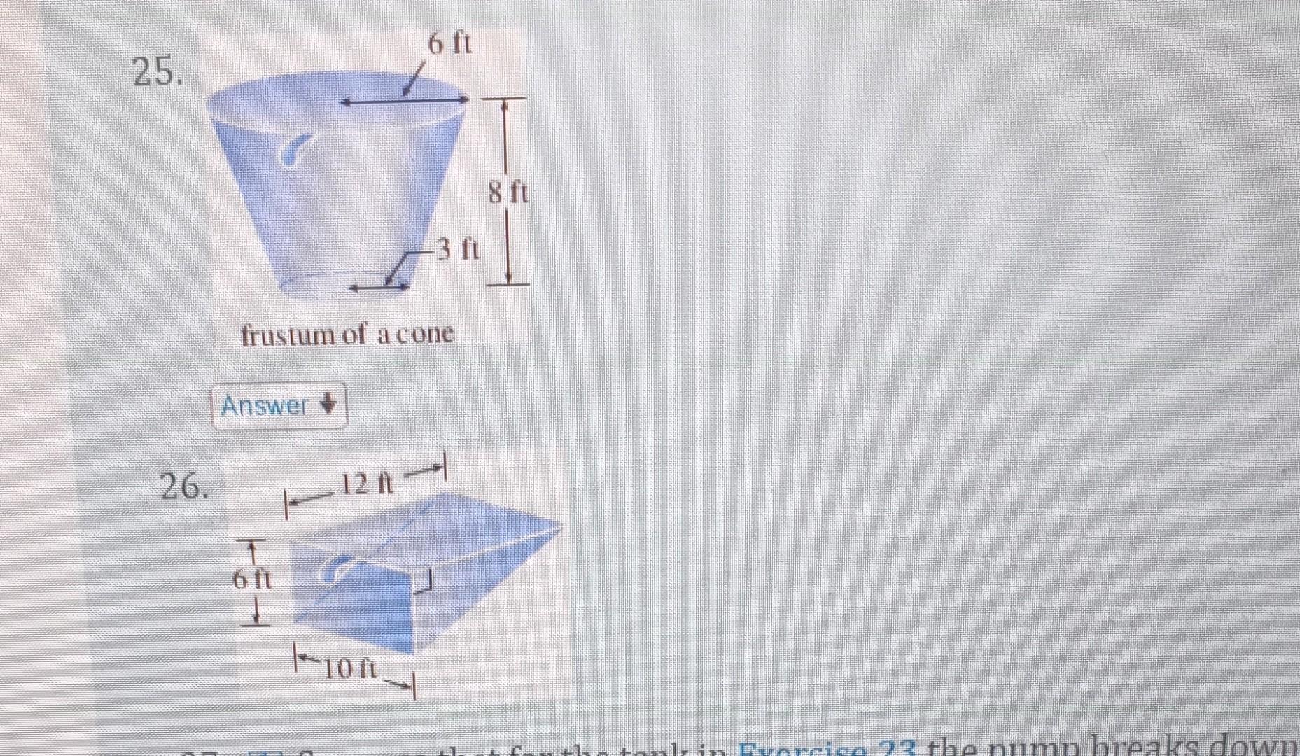 Solved 23,24,25, and 26 A tank is full of water. Find the | Chegg.com