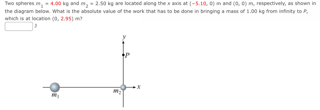 Solved Two spheres m1=4.00kg ﻿and m2=2.50kg ﻿are located | Chegg.com