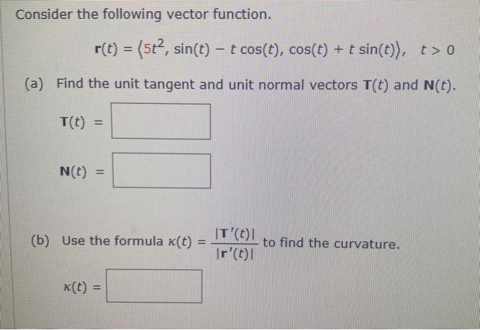 Solved Consider the following vector function. | Chegg.com