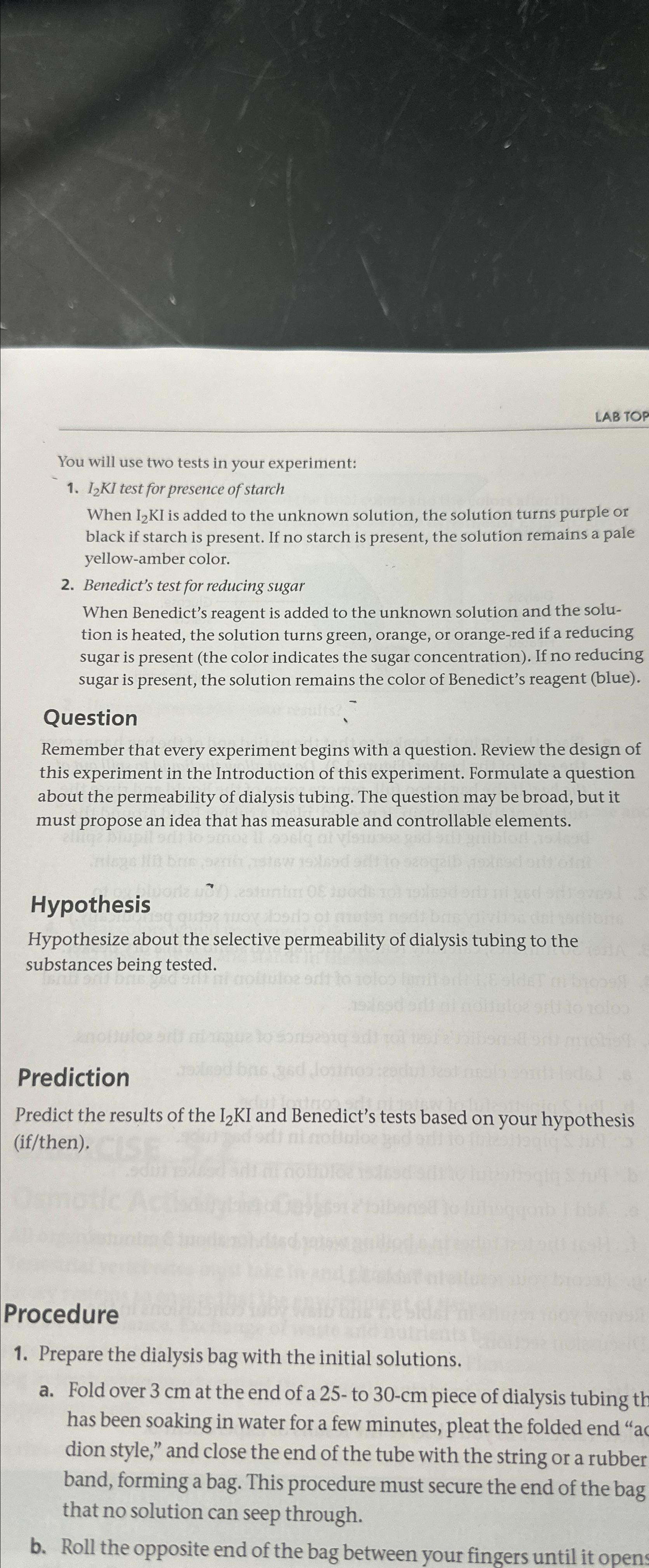 Solved LAB TOPYou will use two tests in your experiment:I2KI | Chegg.com