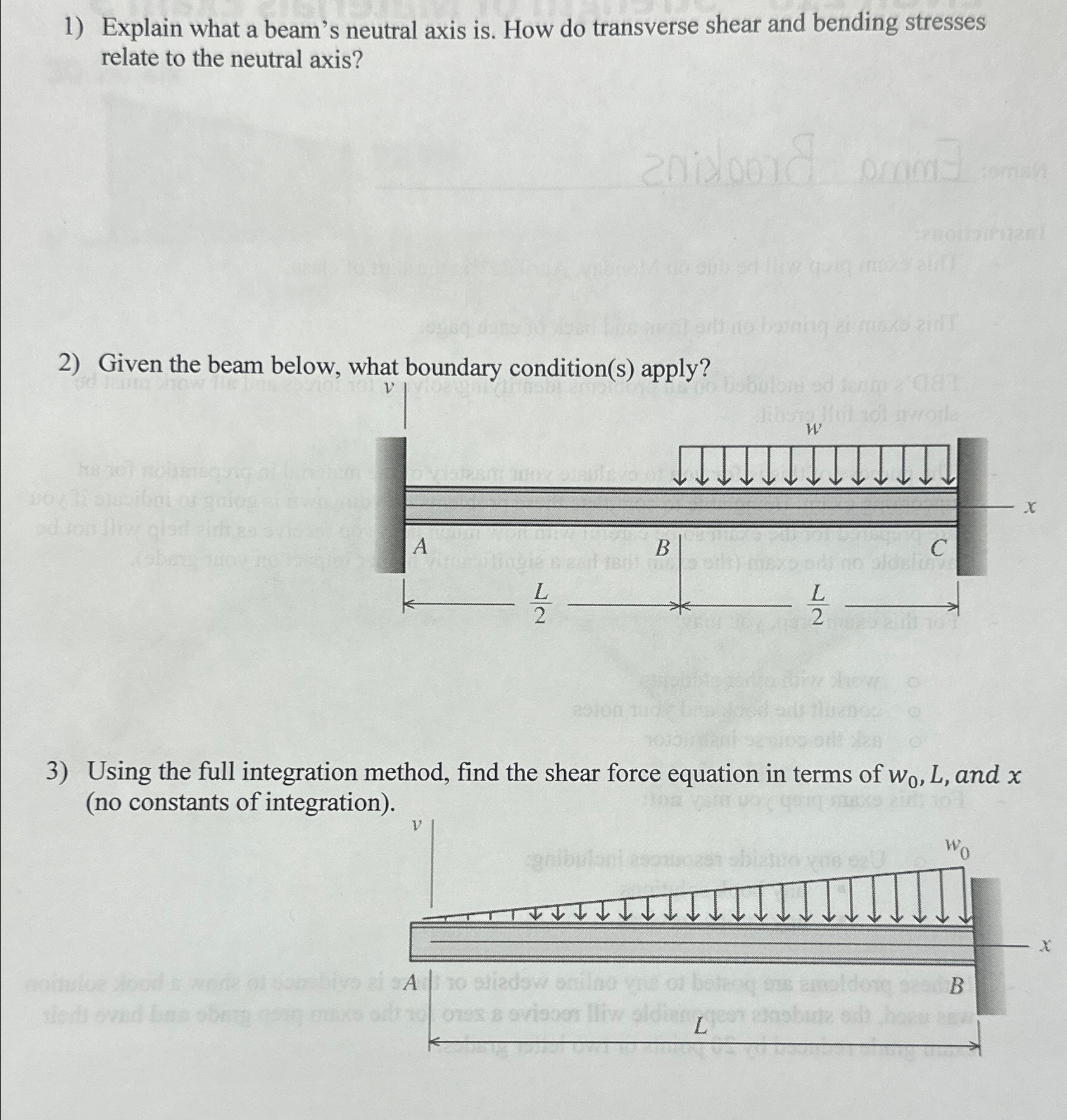 Solved 1)Explain what a beam's neutral axis is. ﻿How do | Chegg.com