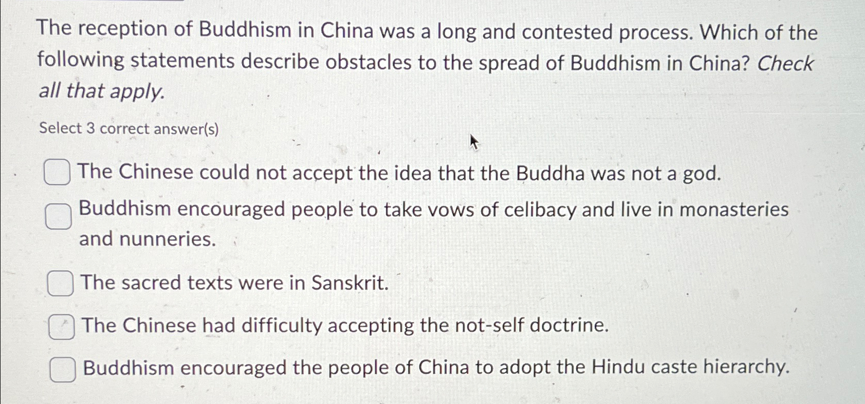 Solved The reception of Buddhism in China was a long and | Chegg.com
