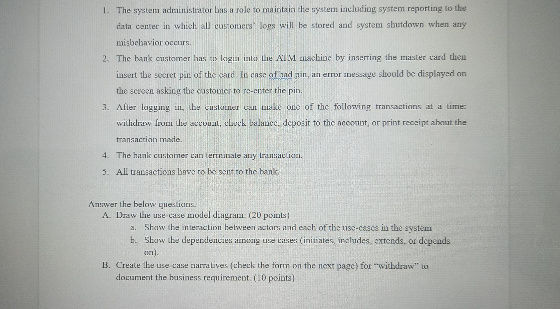 Solved Use Case Name: withdraw Use Case ID: Priority: | Chegg.com