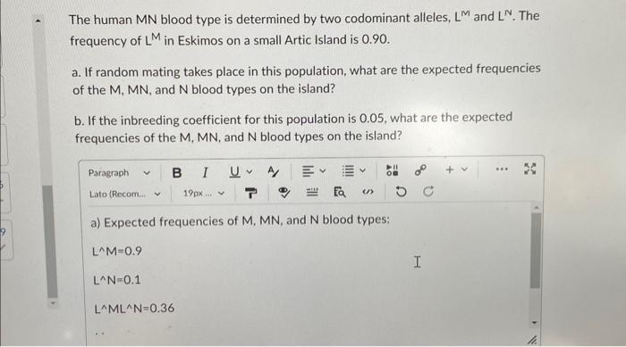 Solved The human MN blood type is determined by two | Chegg.com