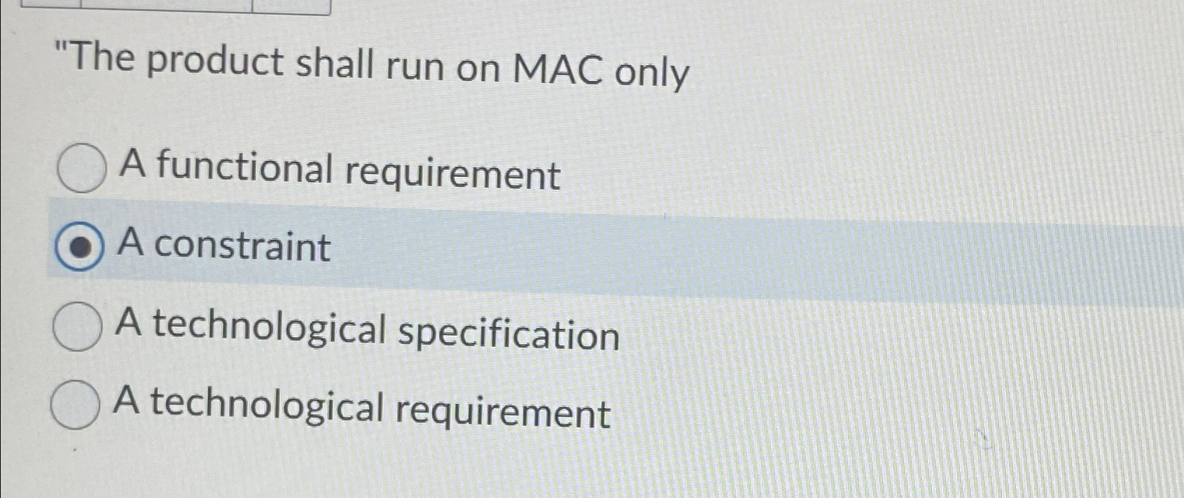 Solved "The product shall run on MAC onlyA functional | Chegg.com