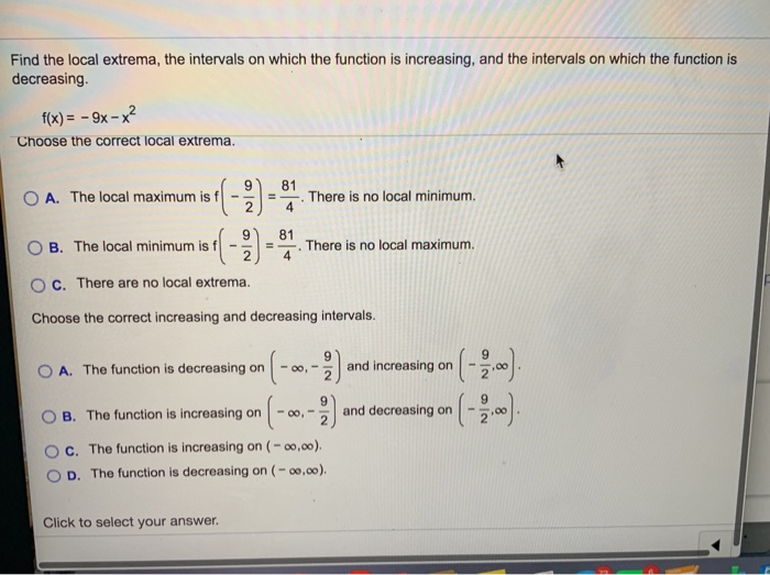 Solved Find the local extrema, the intervals on which the | Chegg.com