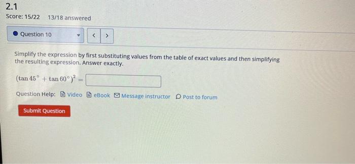 Solved Simplify the expression by first substituting values | Chegg.com