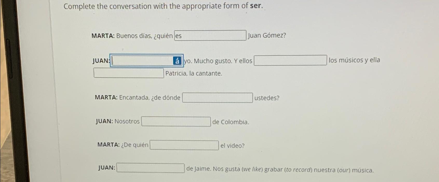 Solved Complete the conversation with the appropriate form | Chegg.com