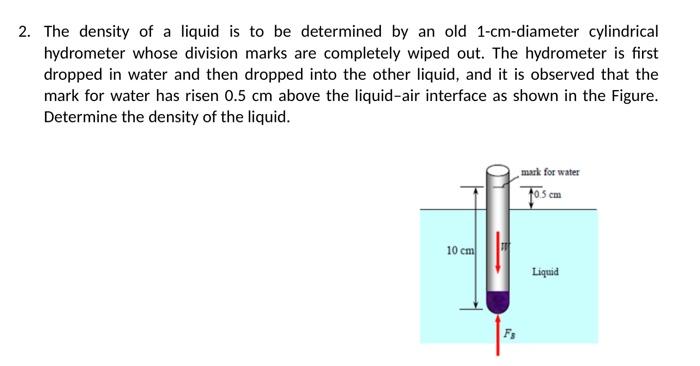 Solved The density of a liquid is to be determined by an old | Chegg.com