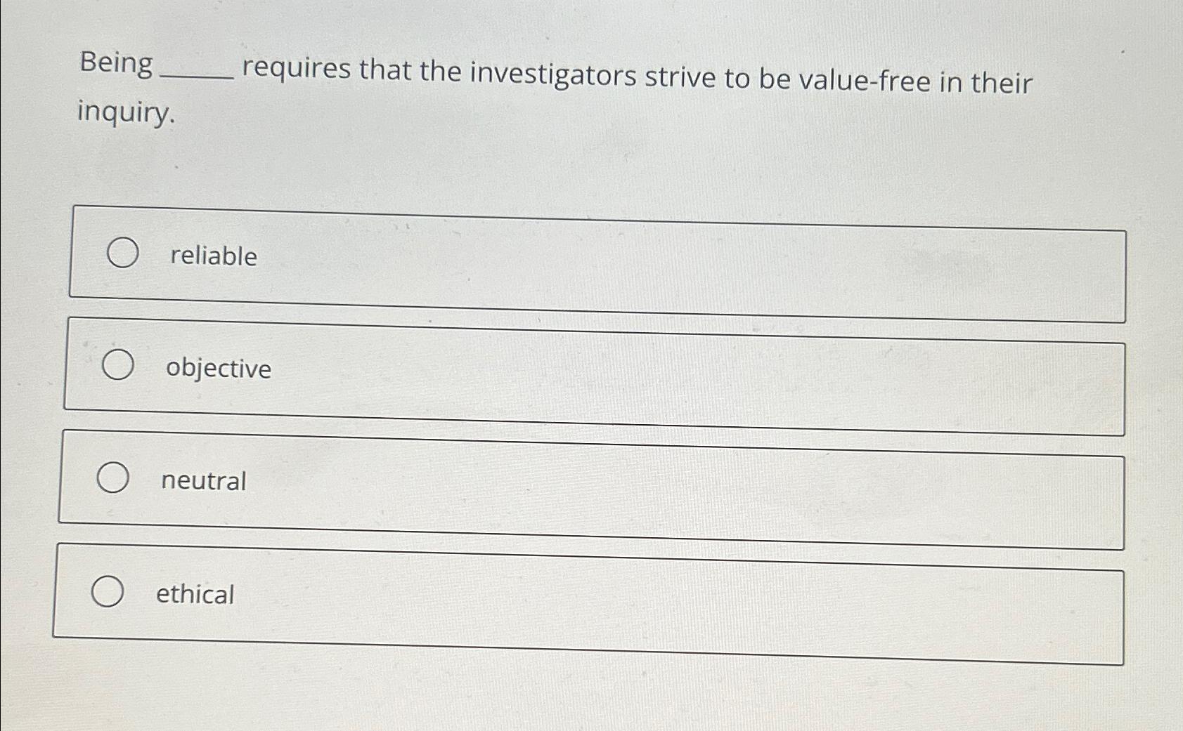 Solved Being requires that the investigators strive to be | Chegg.com