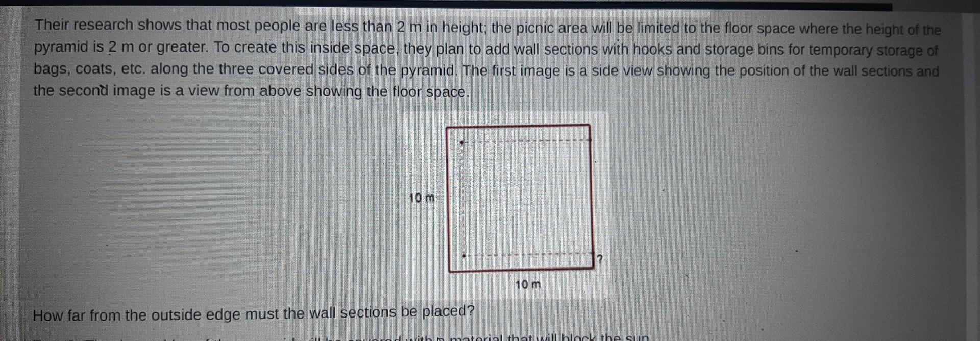 Solved Part 2: With the slanted sides of the pyramid, it is | Chegg.com