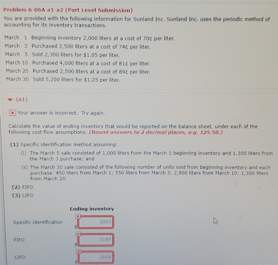 Solved Problem 6-06A al-a2 (Part Level Submission) You are | Chegg.com