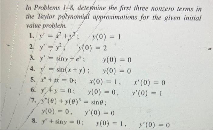Solved In Problems 1-8, determine the first three nonzero | Chegg.com