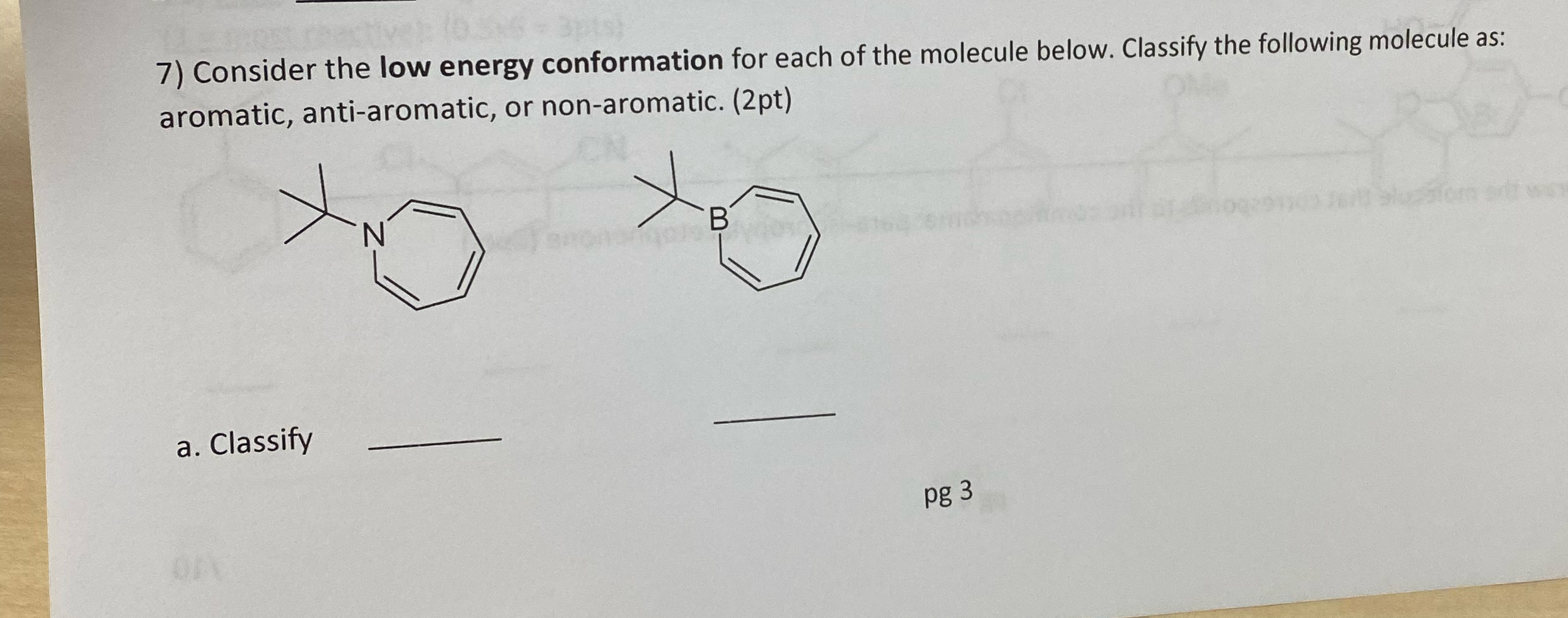 Solved Consider the low energy conformation for each of the | Chegg.com
