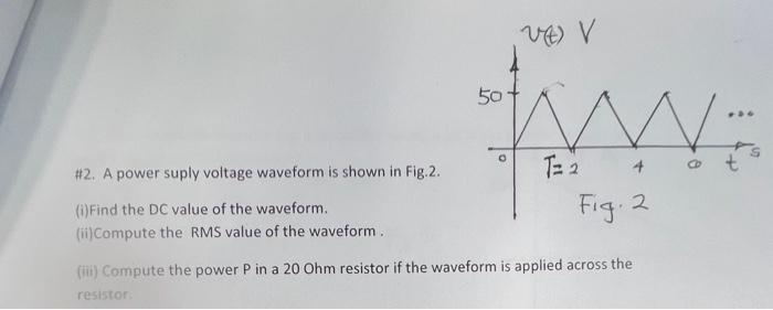 Solved 42. A power suply voltage waveform is shown in Fig.2. | Chegg.com
