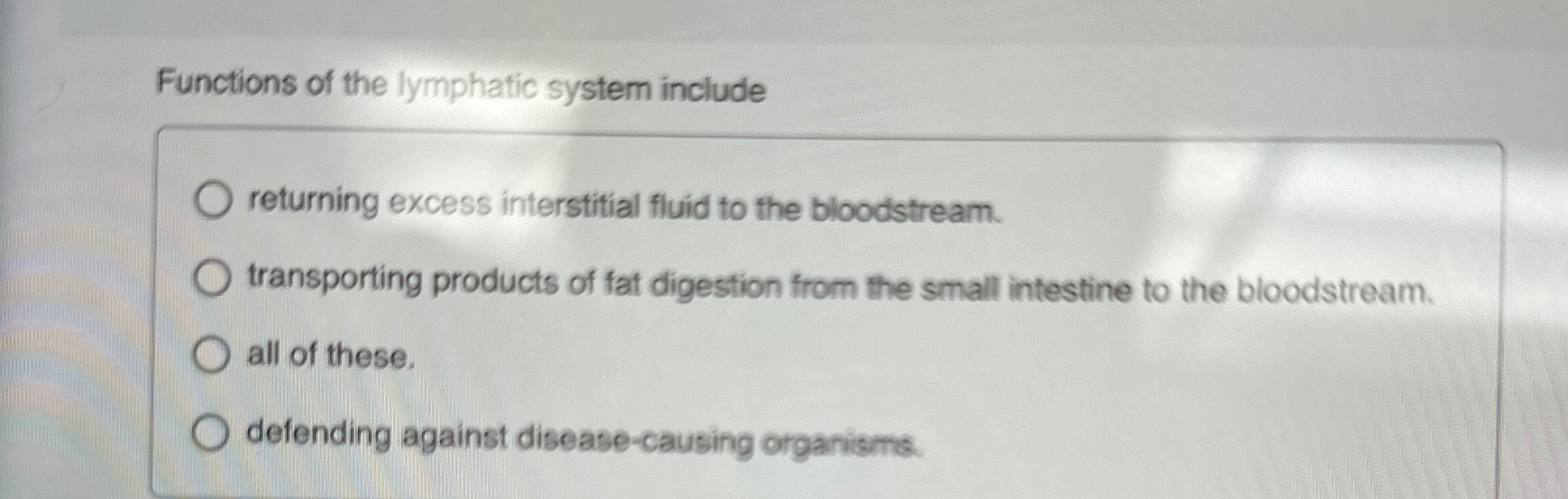 Solved Functions of the lymphatic system includereturning | Chegg.com