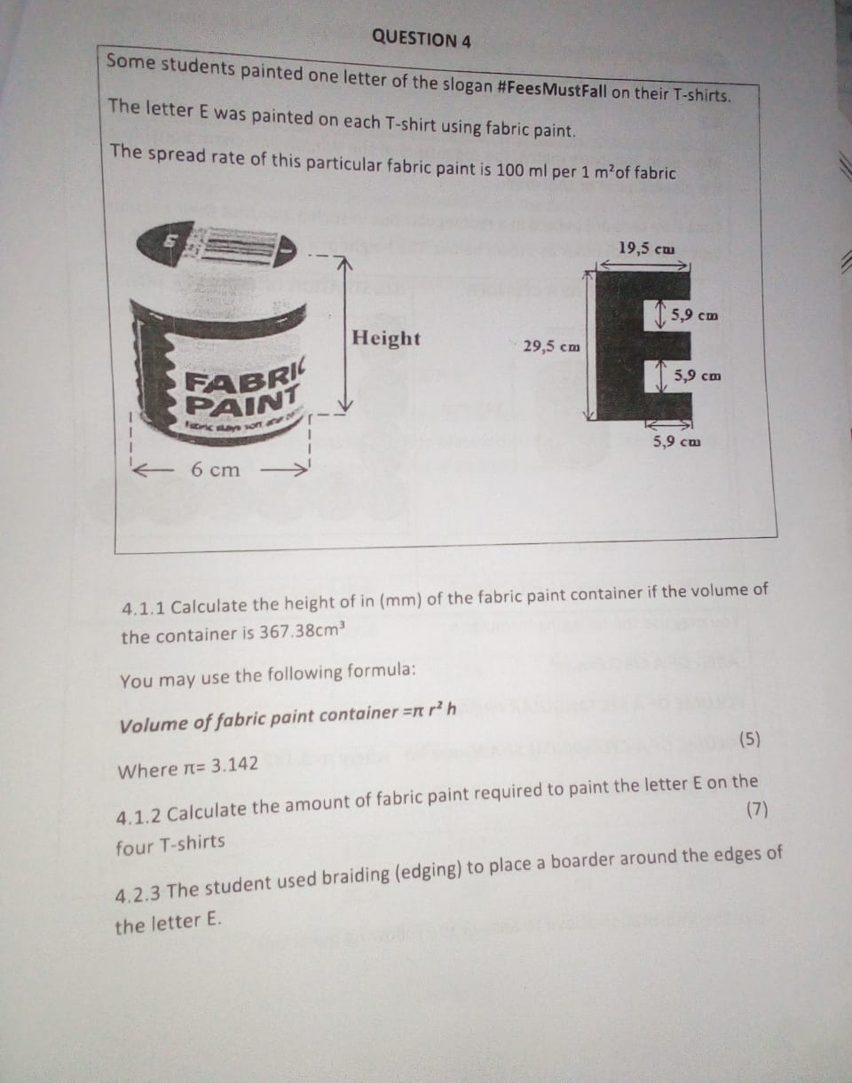 Solved QUESTION 4Some students painted one letter of the | Chegg.com