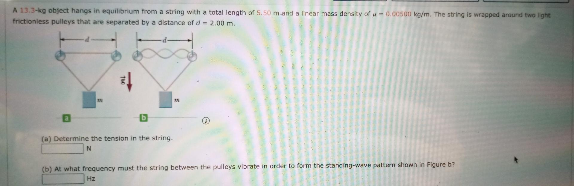 Solved A 13.3-kg object hangs in equilibrium from a string | Chegg.com