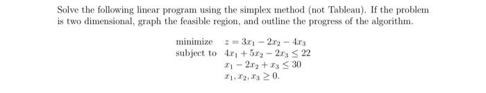 Solved Solve the following linear program using the simplex | Chegg.com