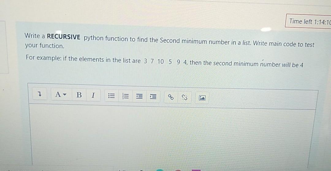 Solved Time left 1:14:10 Write a RECURSIVE python function | Chegg.com