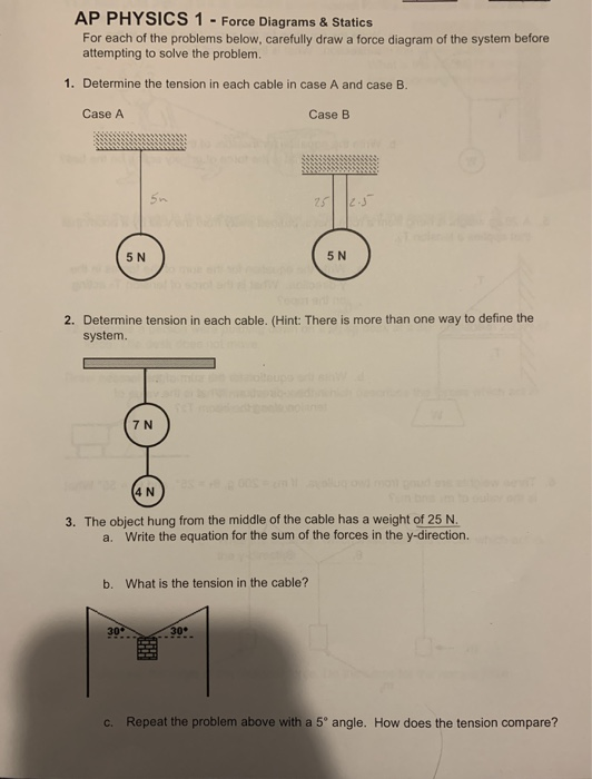 Solved AP PHYSICS 1 - Force Diagrams & Statics For each of | Chegg.com