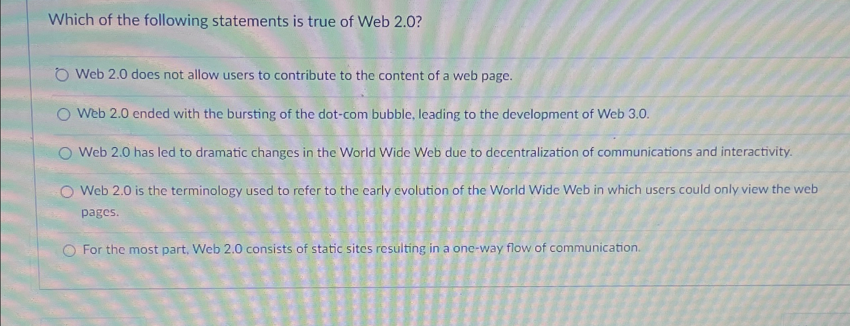 Solved Which of the following statements is true of Web | Chegg.com