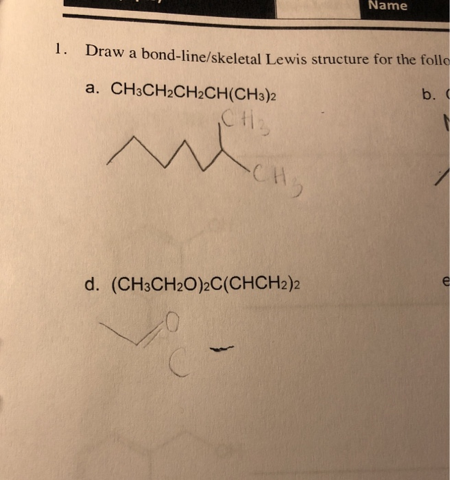 Solved Name Draw a bond-line/skeletal Lewis structure for | Chegg.com