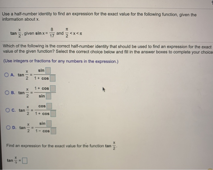 Solved Use A Half number Identity To Find An Expression For Chegg Solved Use A Half number Identity To Find An Expression For Chegg