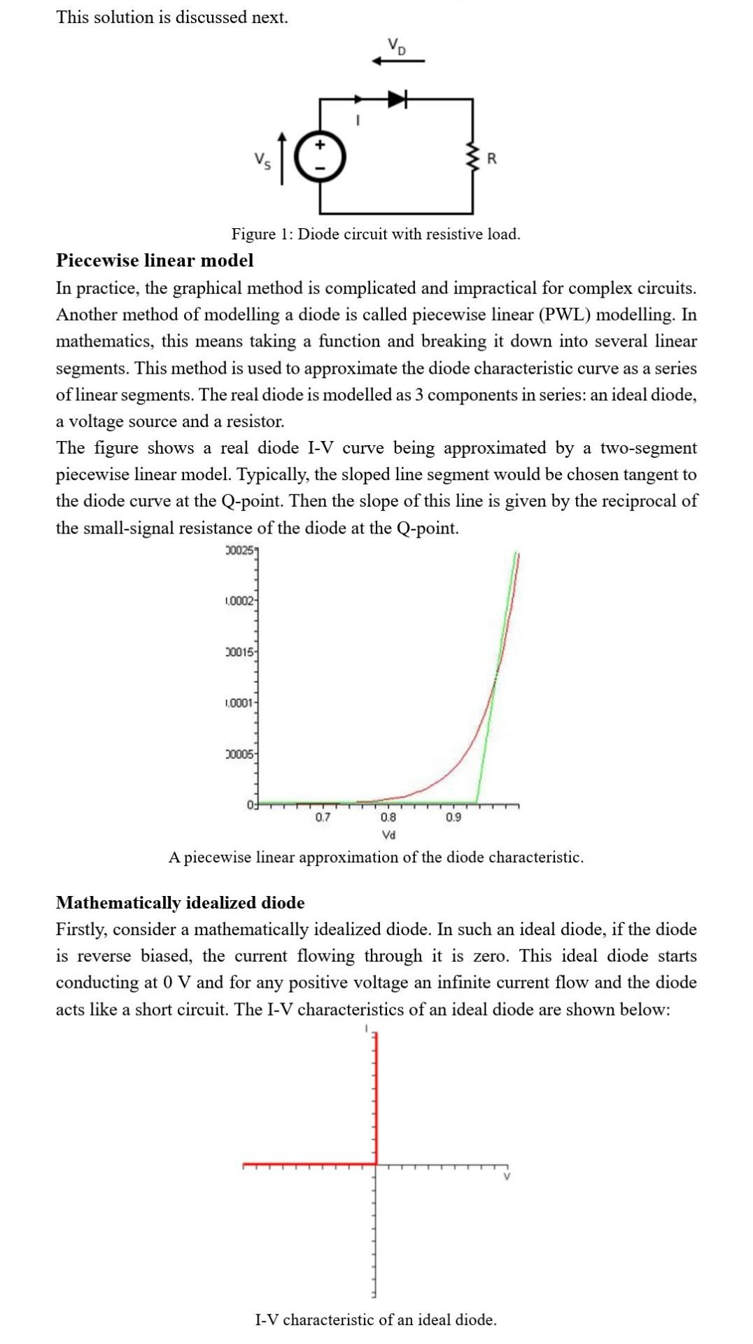 Diode Large Signal DC/Piecewise Linear Model Diode | Chegg.com