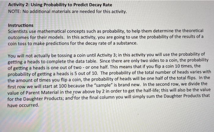 Solved Activities for Lab 2: Absolute Dating Activity 1: | Chegg.com