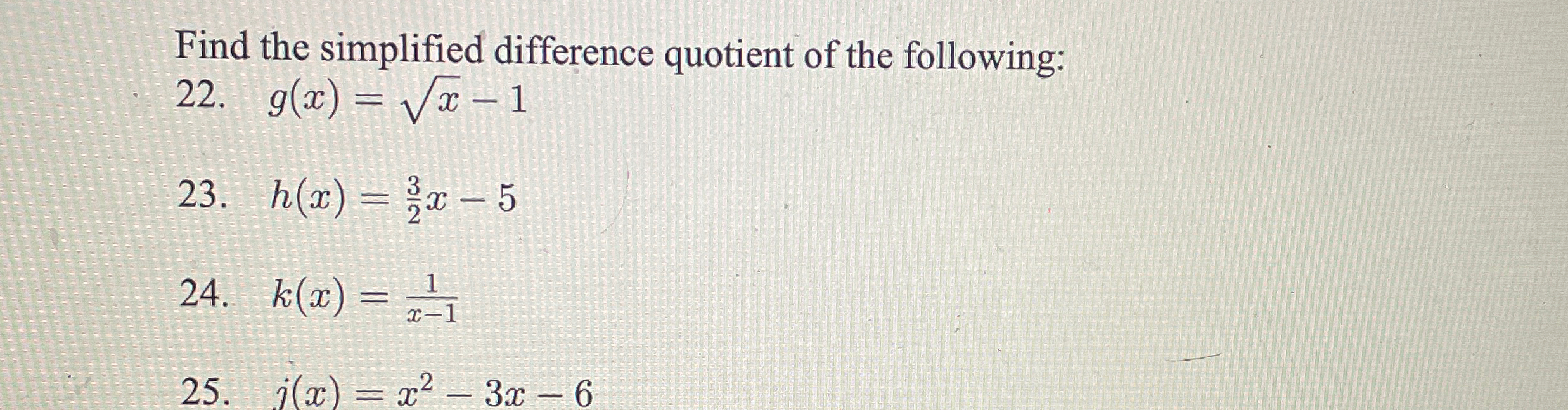 Solved Find the simplified difference quotient of the | Chegg.com