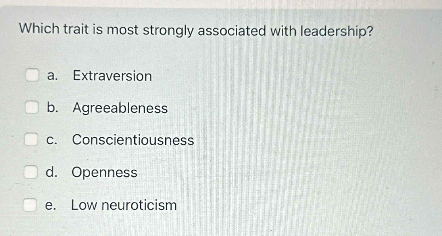Solved Which trait is most strongly associated with | Chegg.com