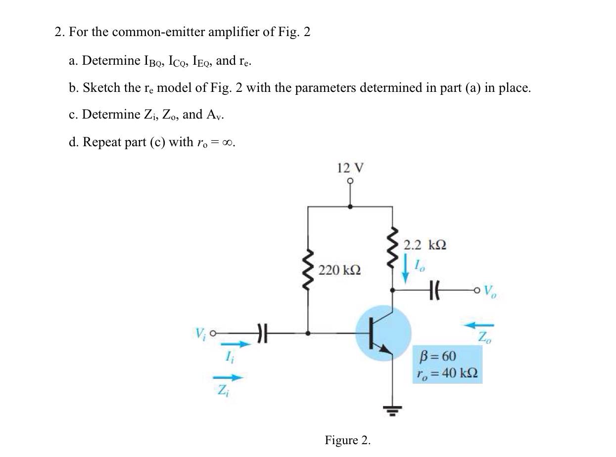 Solved For the common-emitter amplifier of Fig. 2a. | Chegg.com