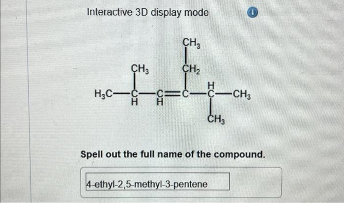 Solved Interactive 3D display mode CH₂ H₂C-C H CH₂ CH₂ g=d G | Chegg.com
